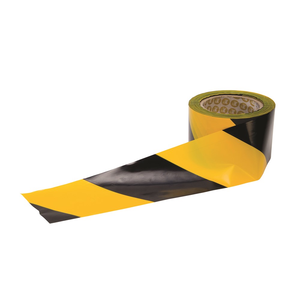 Frontier Safety Tape Yellow Black 100M Roll