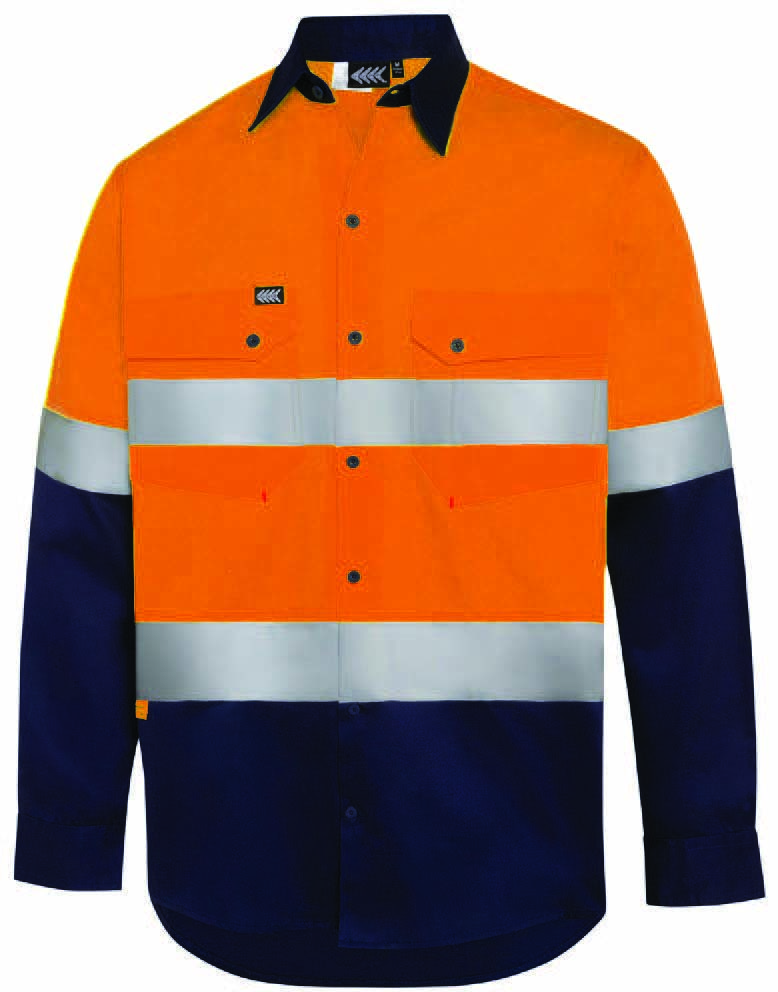Boomerang Mens Hi-Vis Button-Up Shirt with Reflective Tape