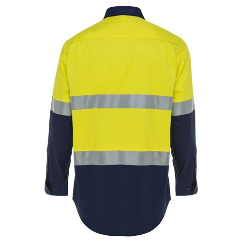 WS Workwear Mens Hi-Vis Button-Up Shirt with Reflective Tape